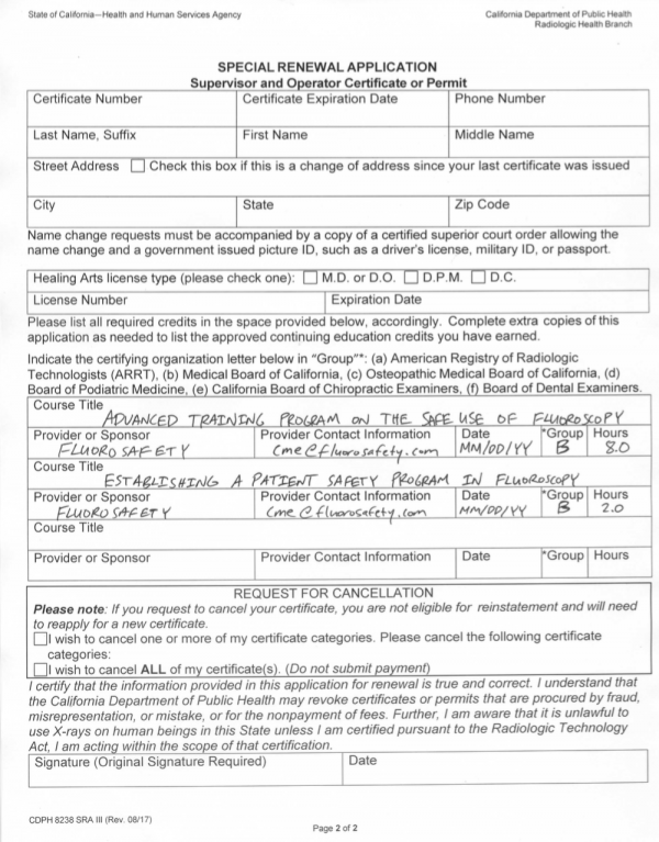 California Fluoroscopy Supervisor and Operator Permit | FluoroSafety