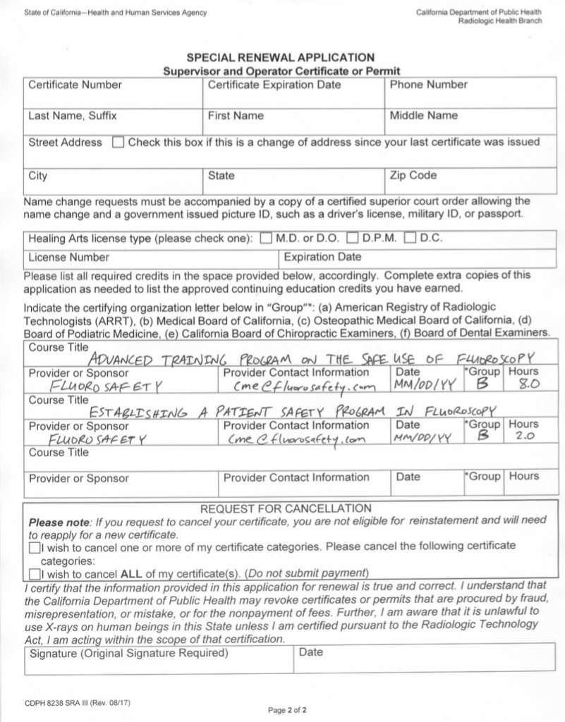 California Fluoroscopy Supervisor and Operator Permit | FluoroSafety